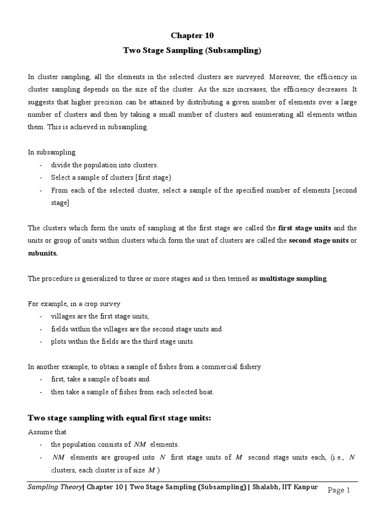 Sampling Two Stage Sampling | PDF | Sampling (Statistics) | Estimator
