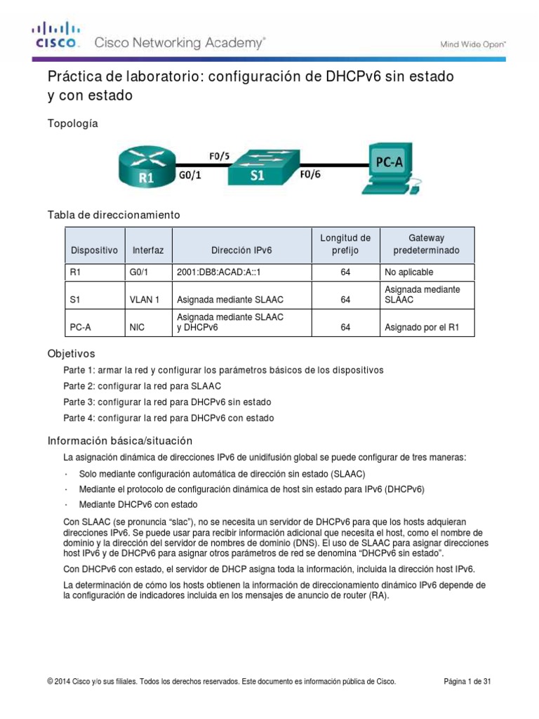 10.2.3.5 Lab - Configuring Stateless and Stateful DHCPv6 | PDF | Yo Pv6 ...