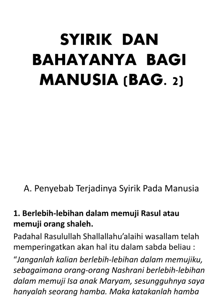 Penyebab dan Bahaya Syirik dalam Islam | PDF