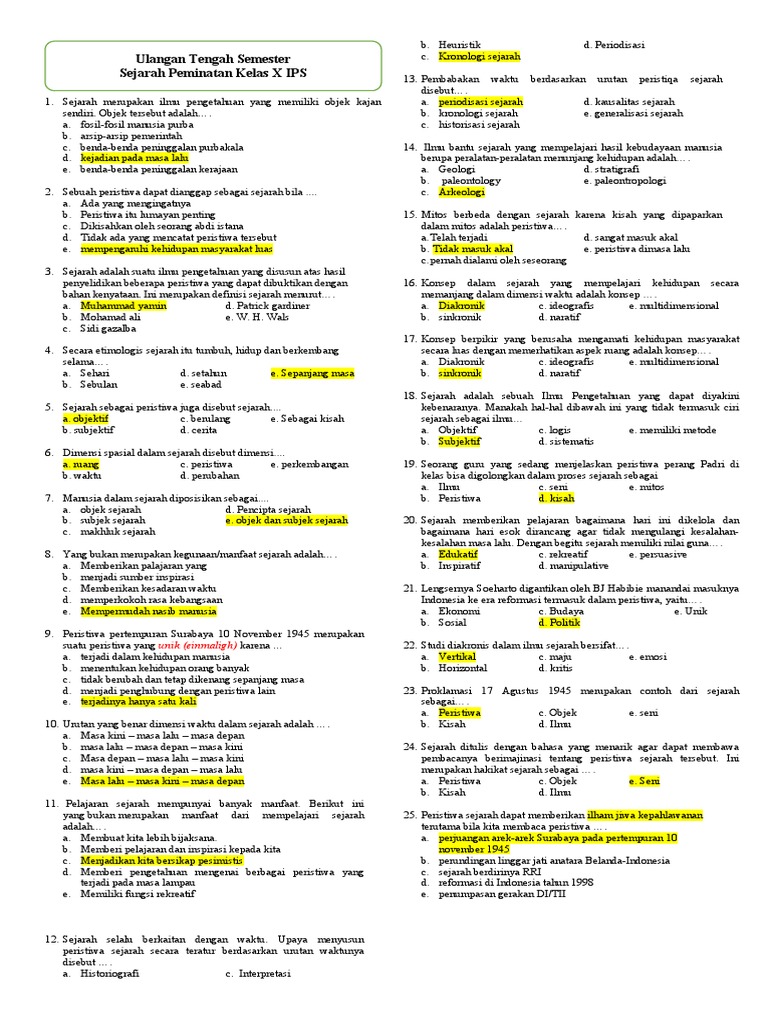 Soal UTS KLS.X - PGRI | PDF