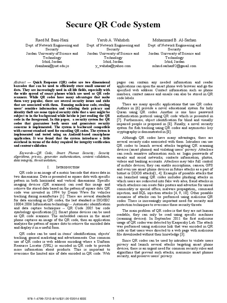 Secure QR Code System | PDF | Qr Code | Public Key Cryptography