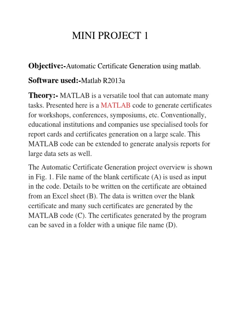 Mini Project 1.matlab | PDF | Microsoft Excel | Matlab