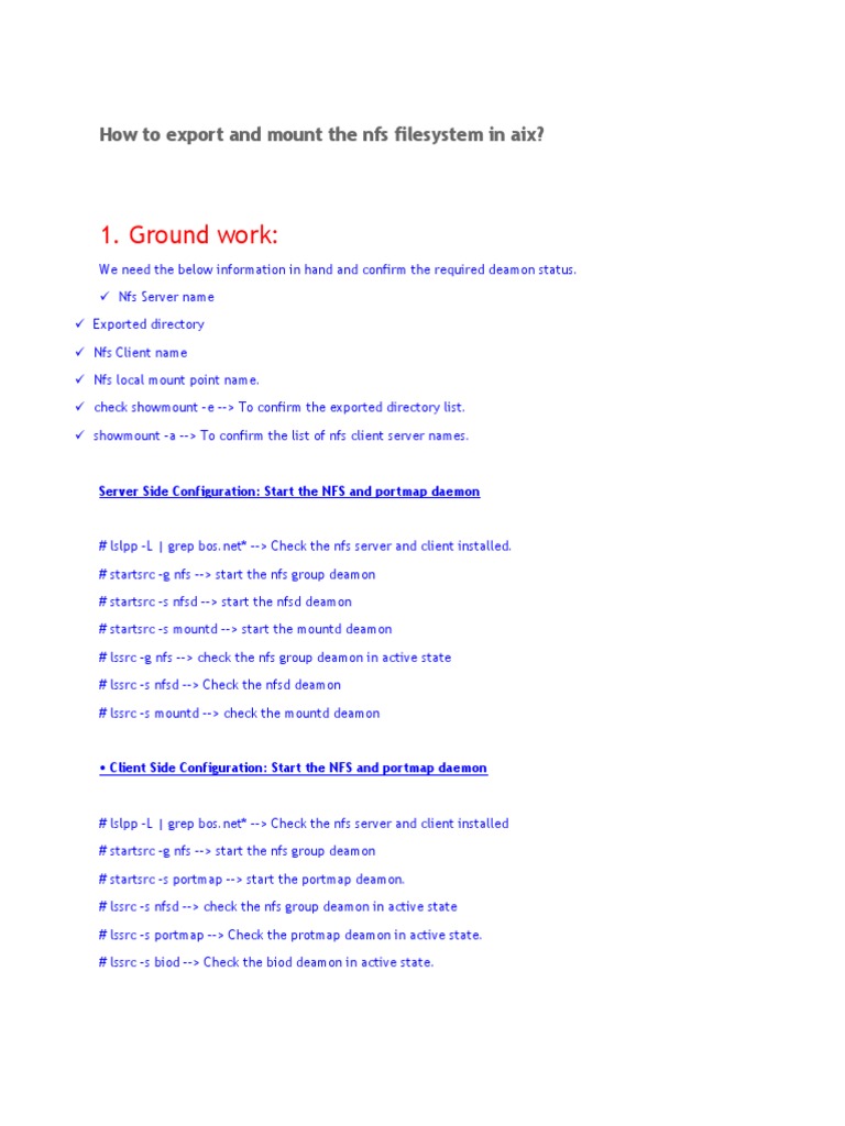 How To Export and Mount The Nfs Filesystem in Aix | PDF | File System ...