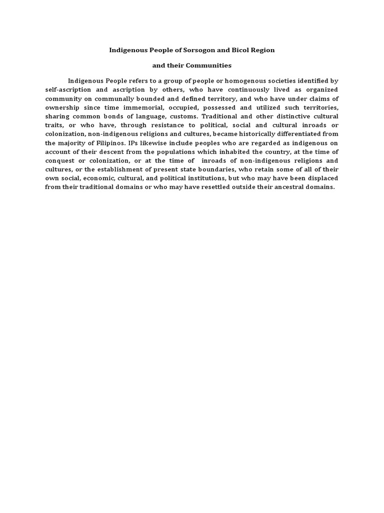 Indigenous Peoples of Sorsogon & Bicol | PDF
