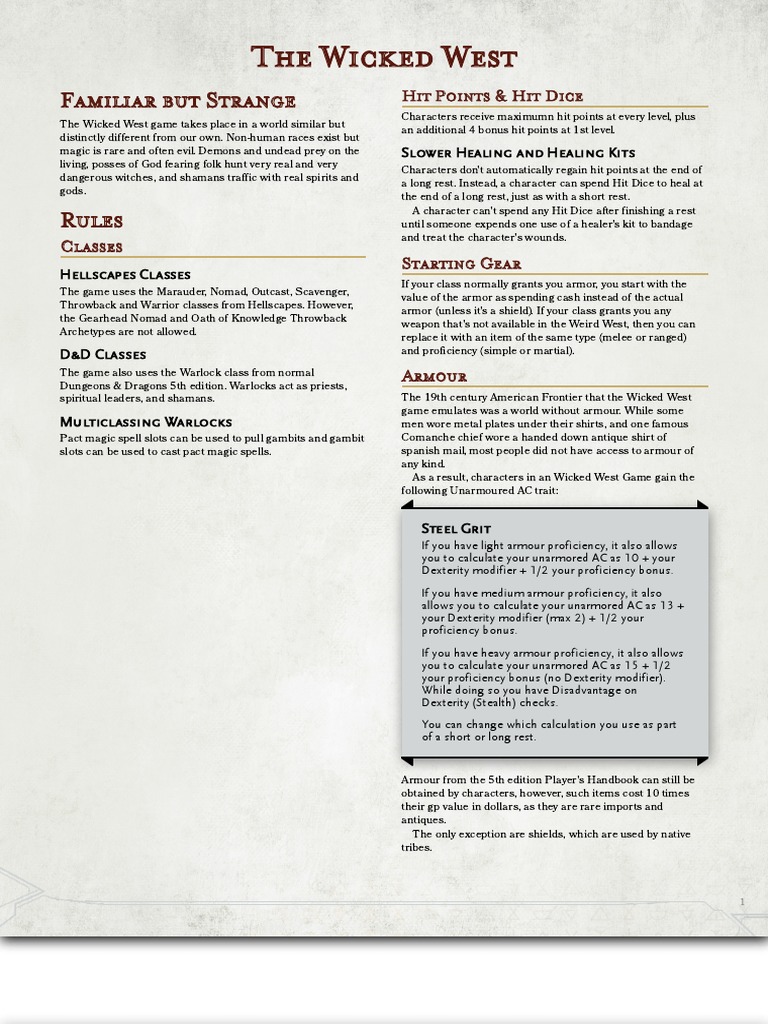 5e - Western - GM Binder | PDF | Shotgun | Firearms