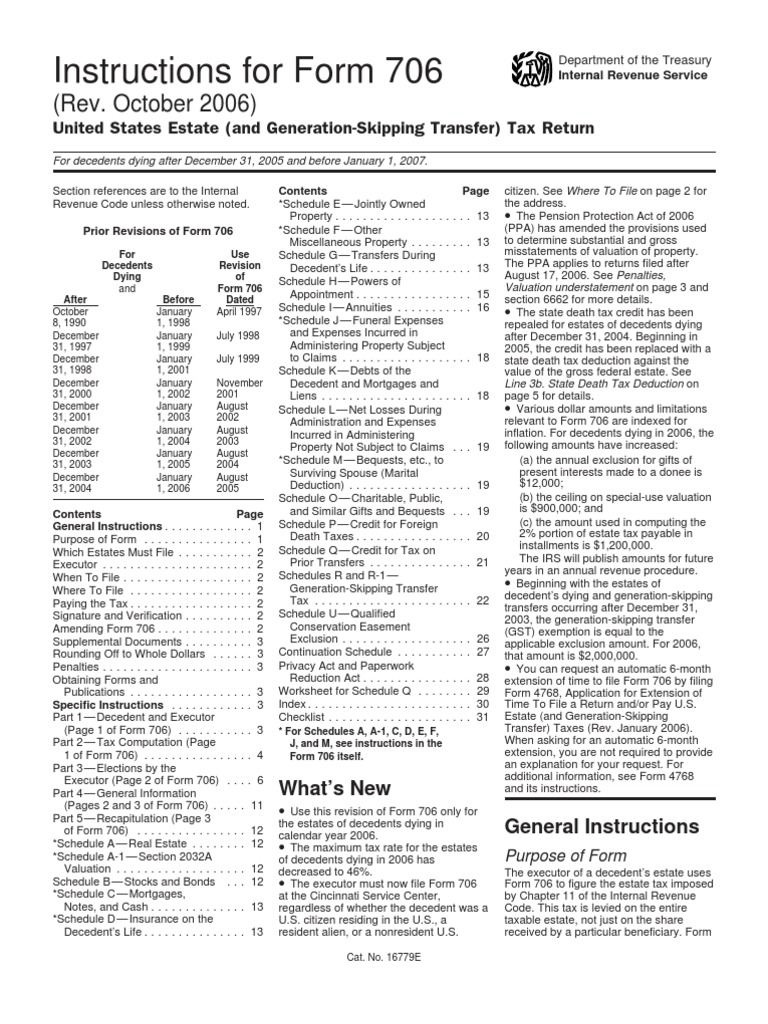 US Internal Revenue Service: I706 - 2006 | PDF | Estate Tax In The ...