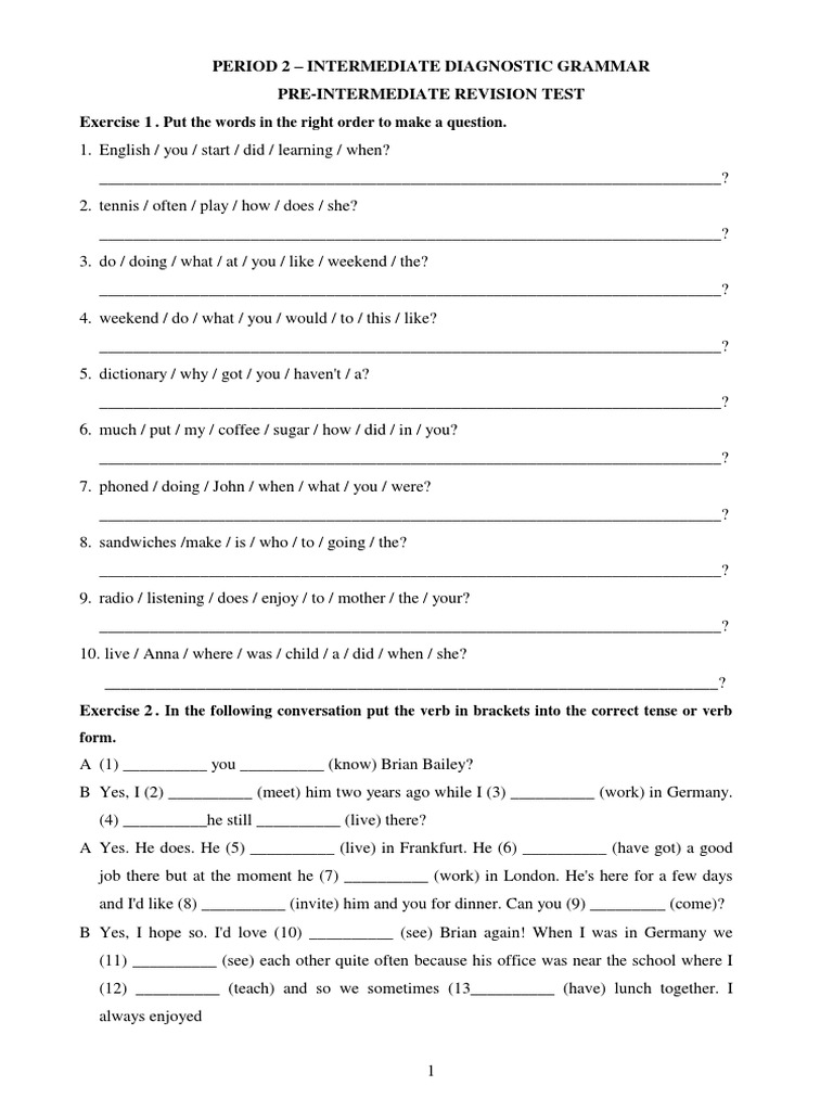 Preparing Students for the Intermediate Diagnostic Grammar Revision ...