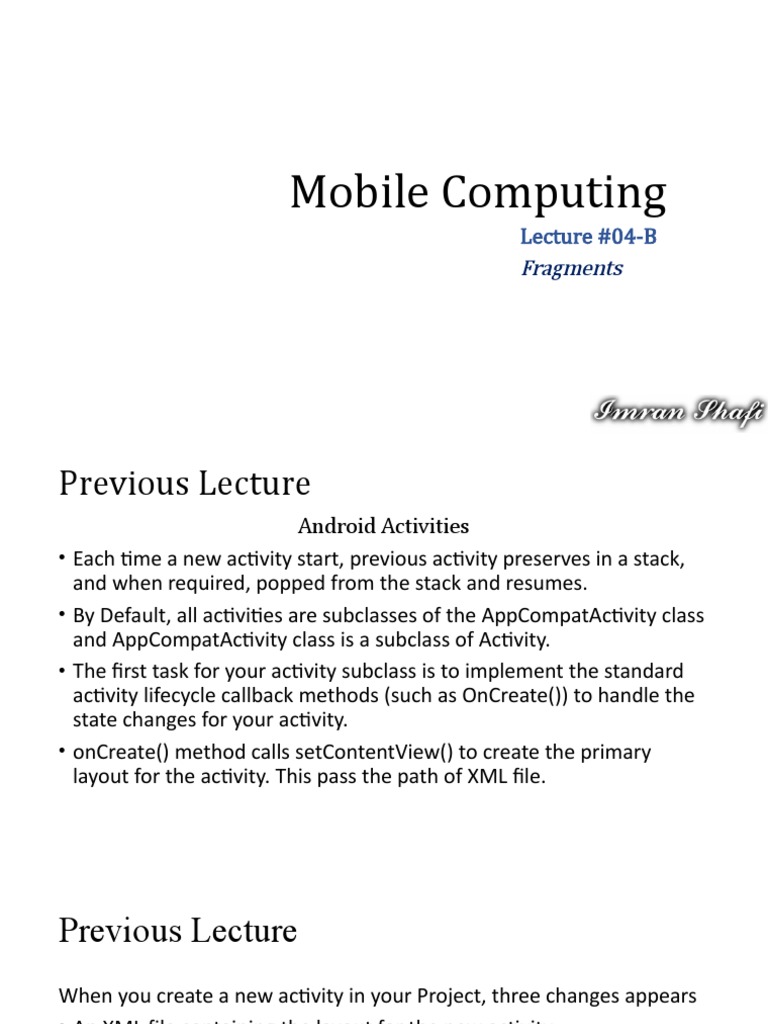 Mobile Computing: Fragments | PDF | Method (Computer Programming ...