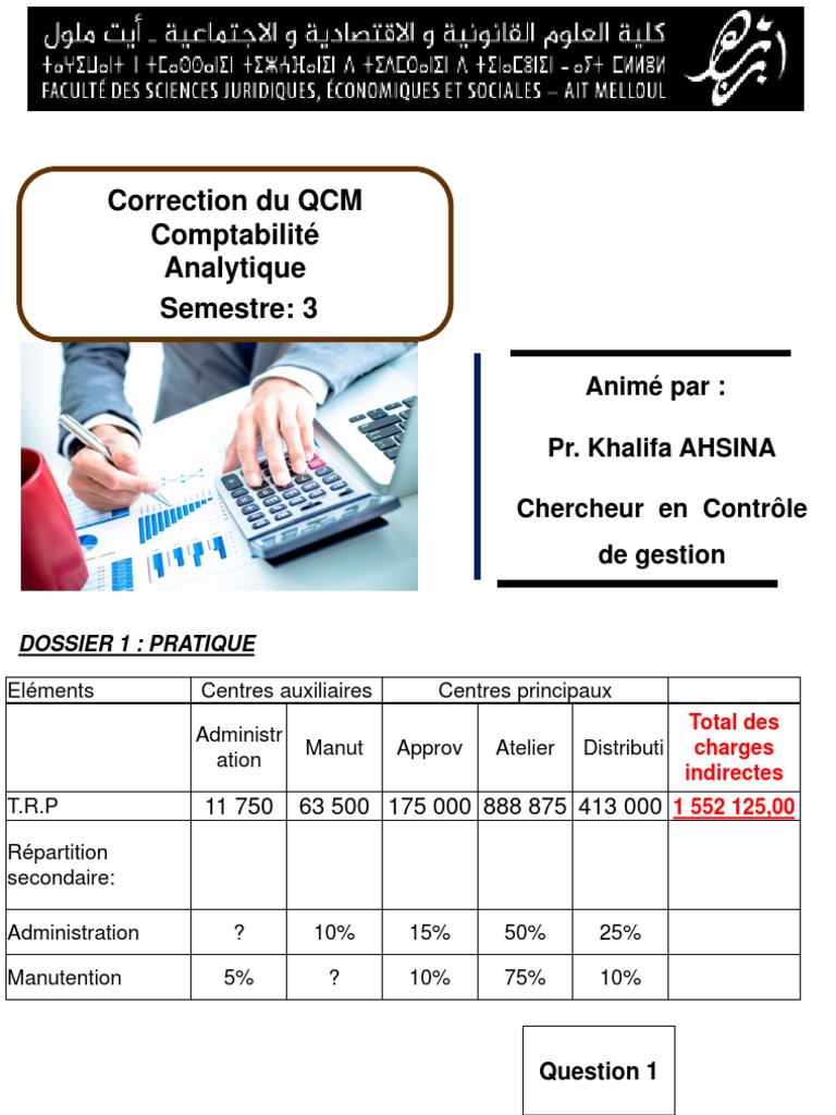 Correction QCM 2018-2019 | PDF | Inventaire | Secteurs du service
