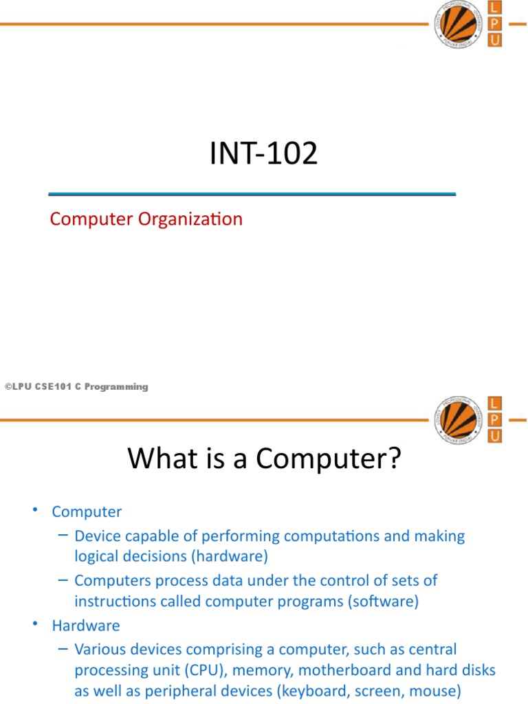 Computer Organization: ©LPU CSE101 C Programming | PDF | Art | Computers