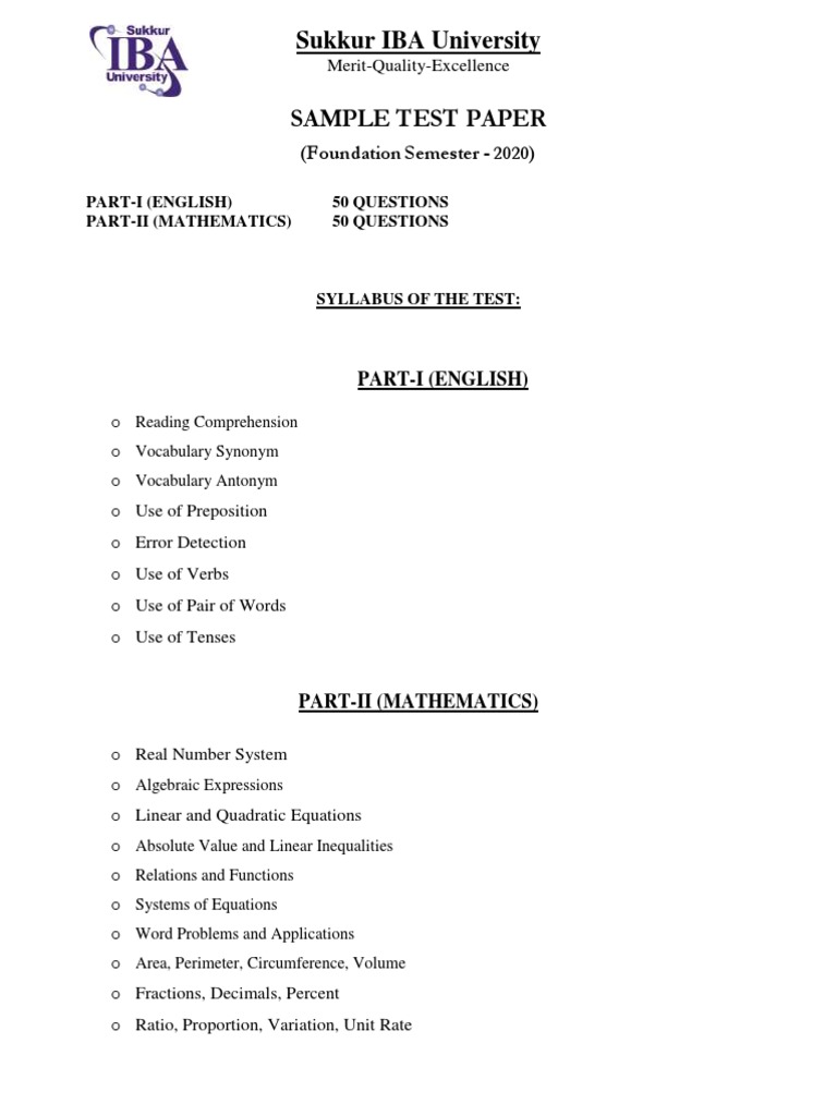 Updated Sample Paper Foundation Semester 2020 | PDF | Equations | Ratio