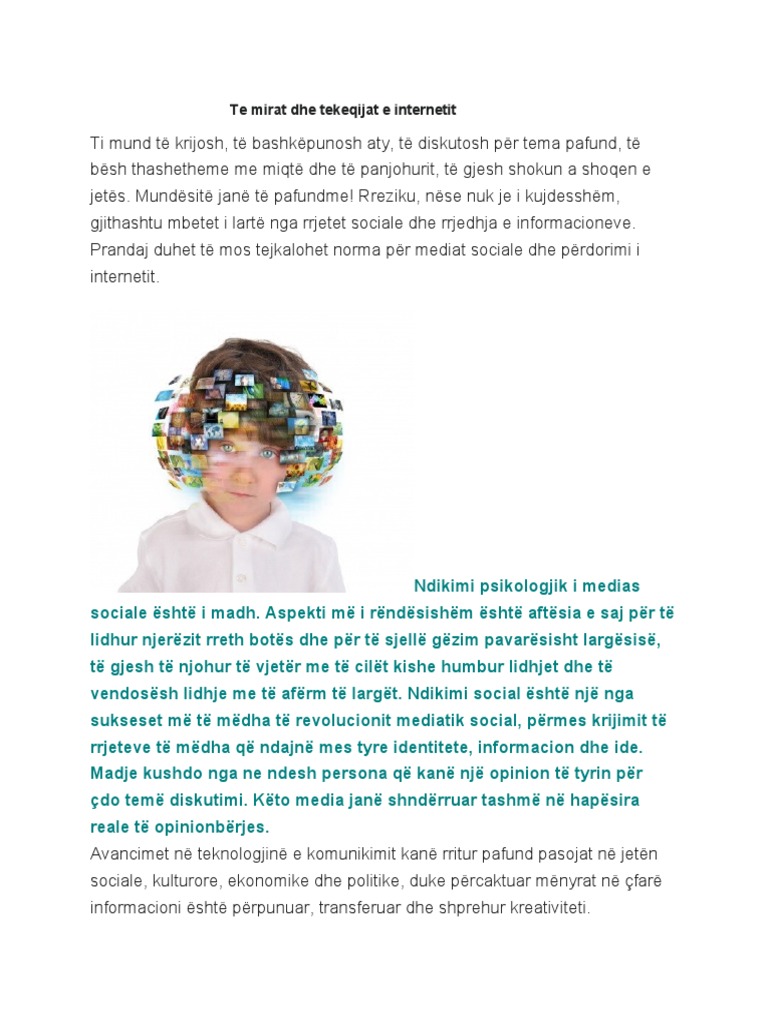 Te Mirat Dhe Tekeqijat e Internetit | PDF