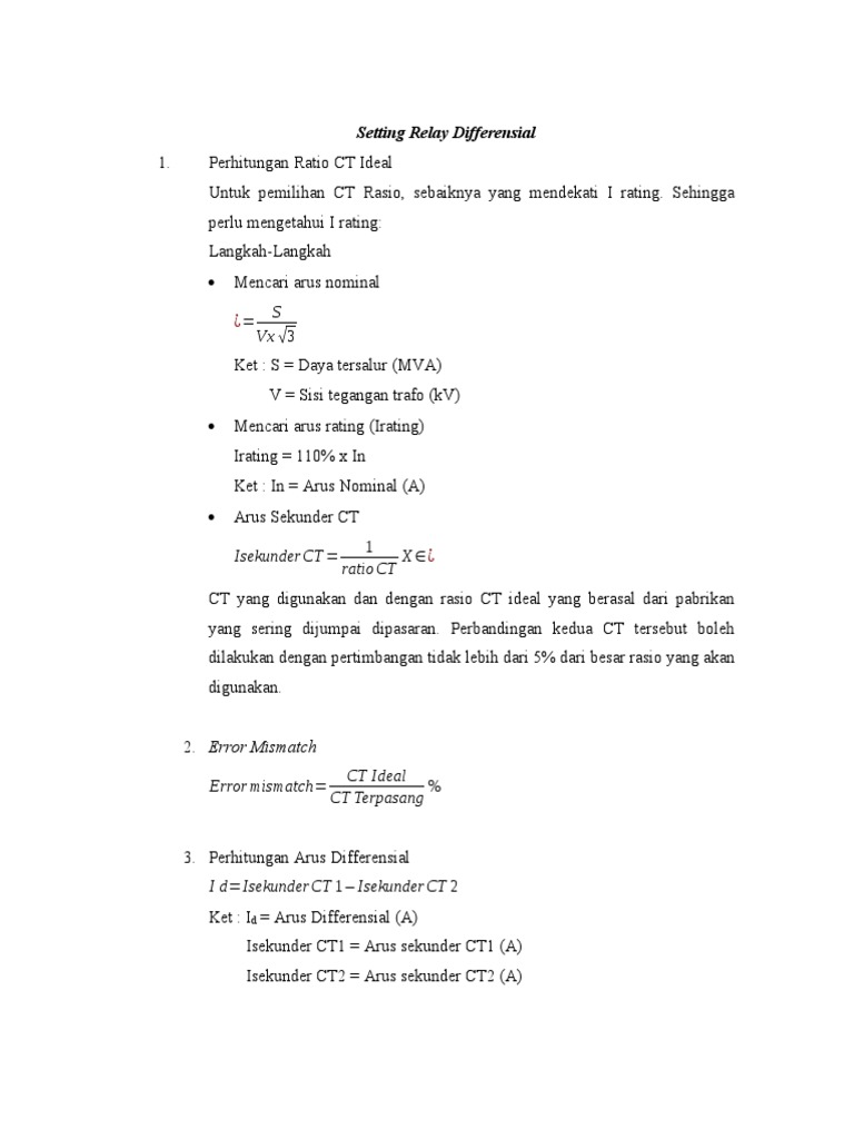 Panduan Setting Relay Differensial | PDF | Sains & Matematika