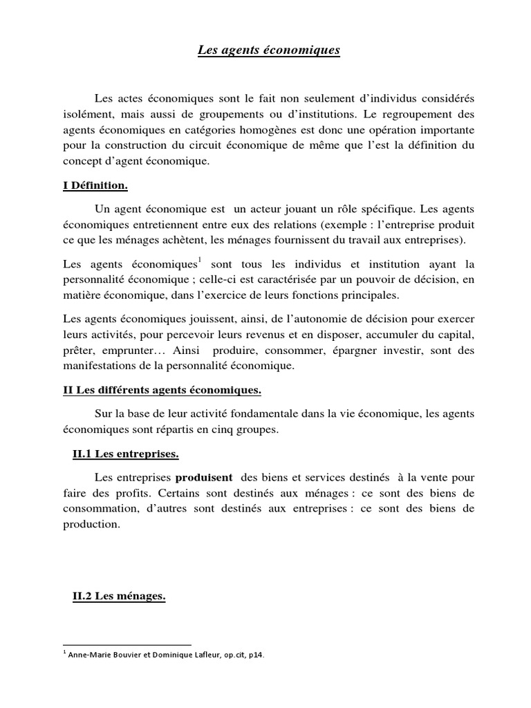 Cours 2 Les Agents Économiques | PDF | Banques | Redistribution des ...