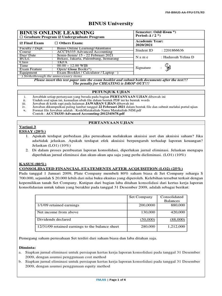 TKFA ACCT6335 AdvancedAccounting | PDF