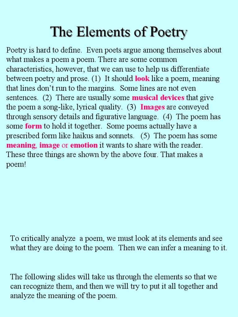 Elements of Poetry Explained | PDF | Metre (Poetry) | Poetry
