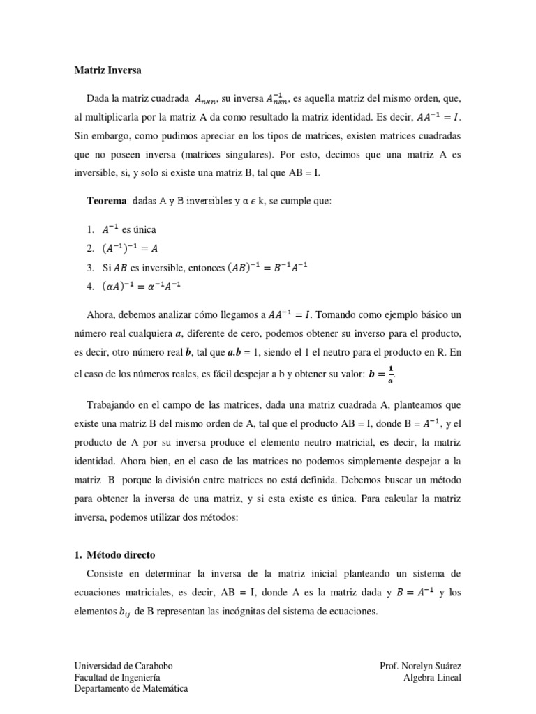 Matrices Invertibles | PDF | Matriz (Matemáticas) | Ecuaciones