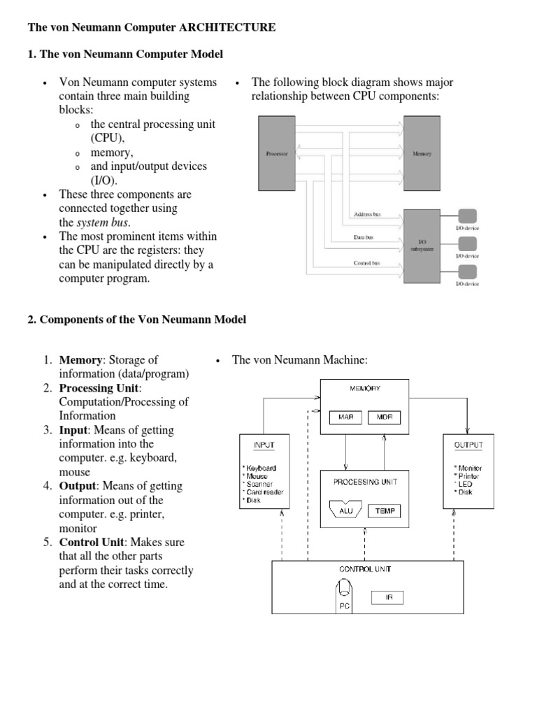 The Von Neumann Computer Architecure | PDF | Input/Output | Central Processing Unit