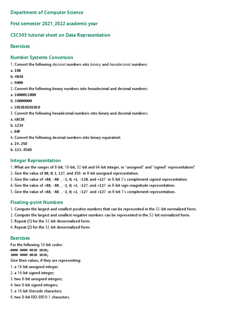 csc303 Tutorial Sheet 1 | PDF | Teaching Methods & Materials