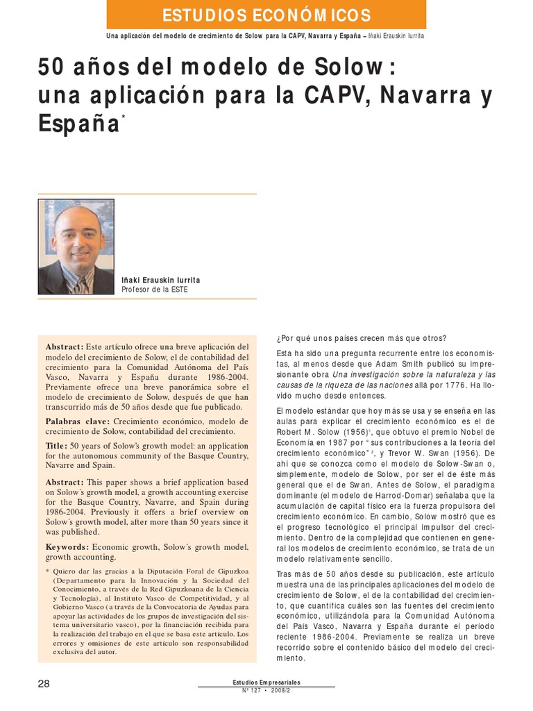 Lectura Aplicacion Modelo Solow | PDF | Crecimiento económico | Función ...