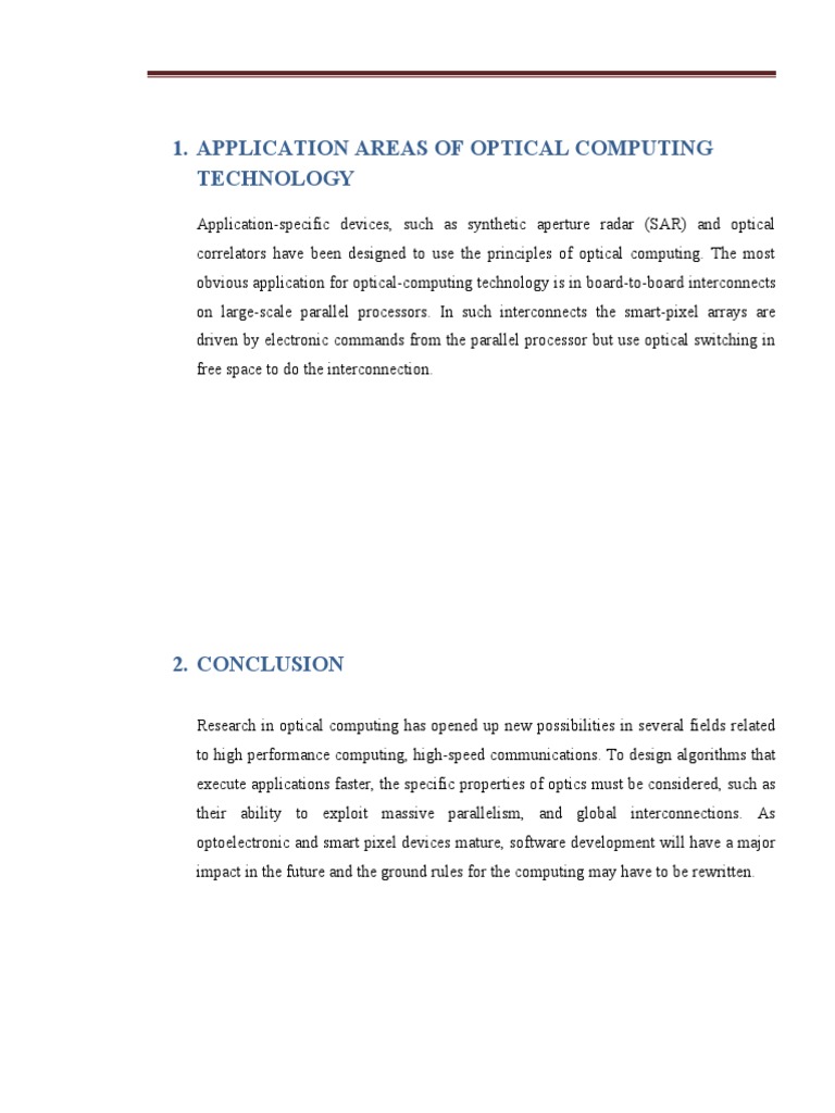 Application Areas of Optical Computing Technology | PDF