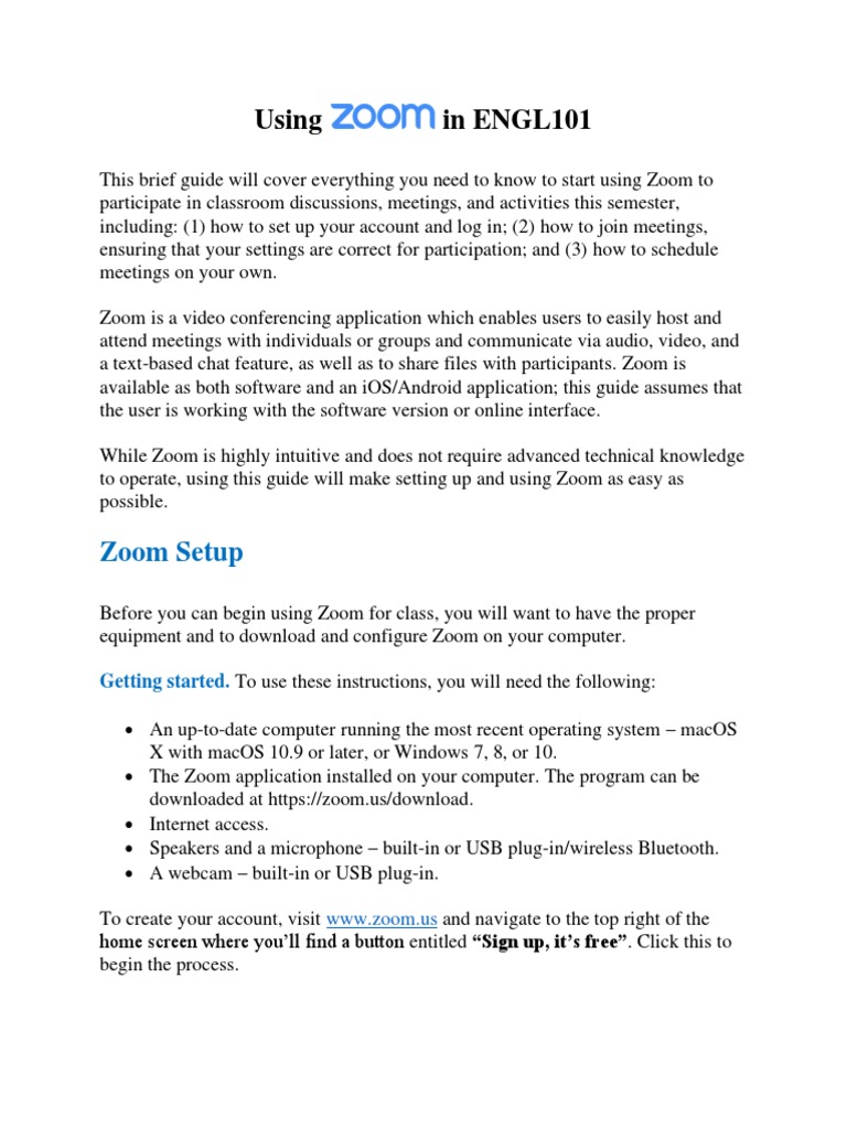 Zoom Setup Guide for ENGL101 | PDF | Mac Os | Graphical User Interfaces