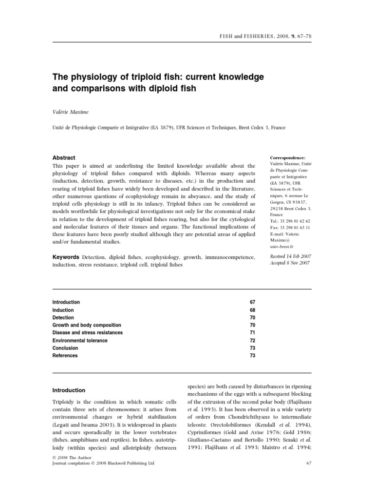 The Physiology of Triploid Fish-Current Knowledge and Comparisons With ...
