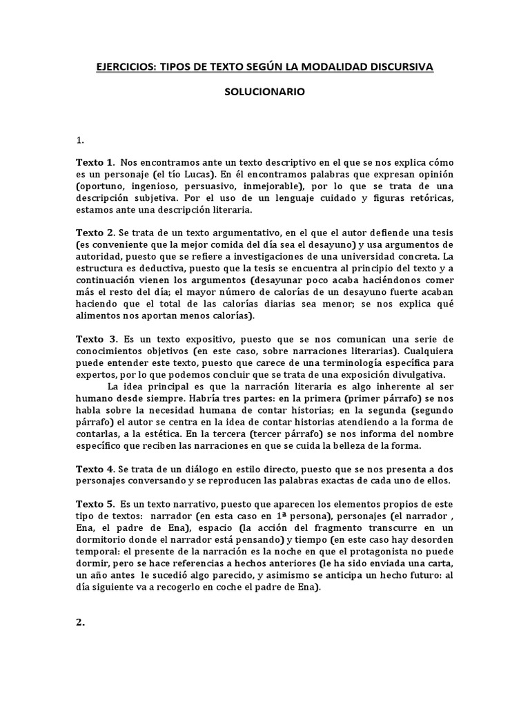 Ejercicios Solucionados Modalidad Textual | PDF