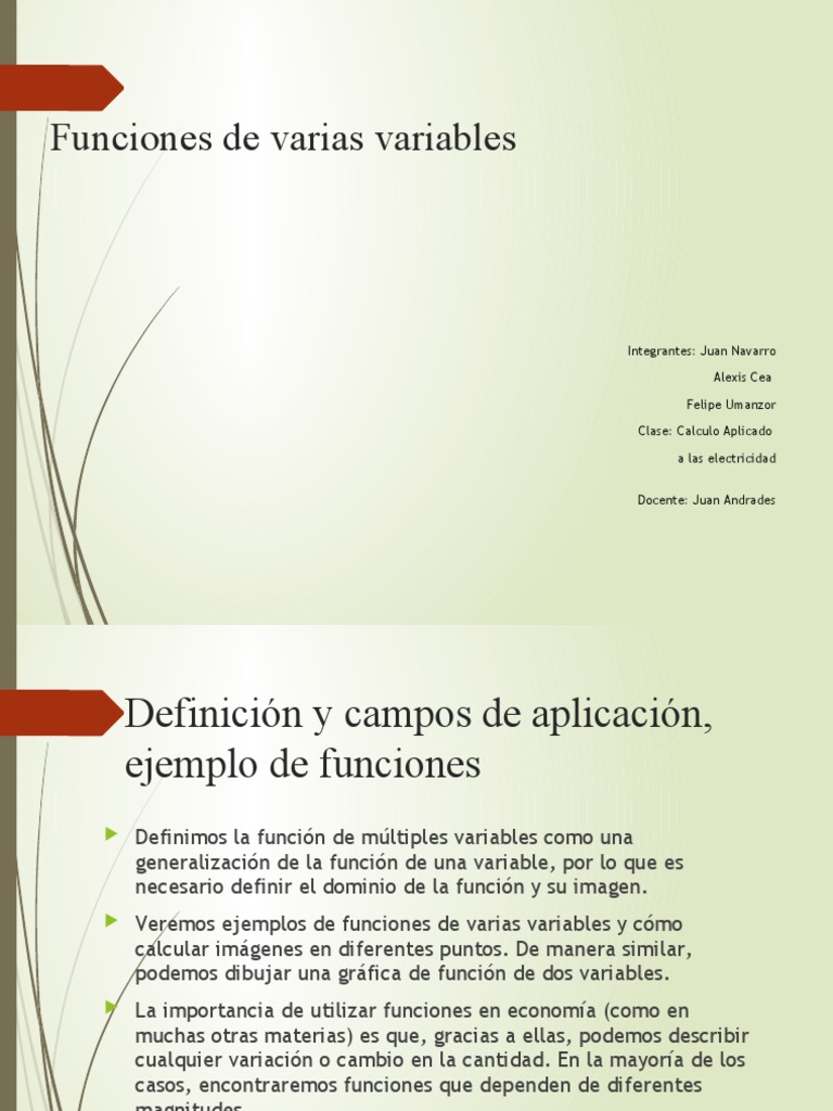 Funciones de varias variables: definición, ejemplos y aplicaciones | PDF | Función (Matemáticas ...