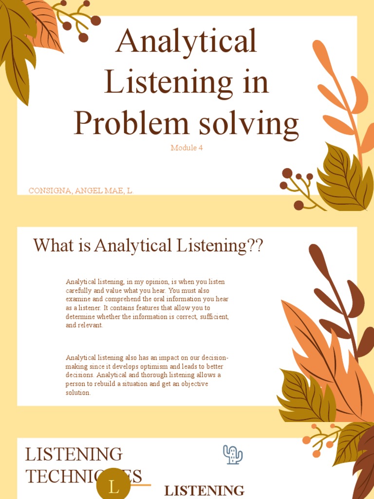 Analytical Listening in Problem Solving | Download Free PDF | Cognition ...