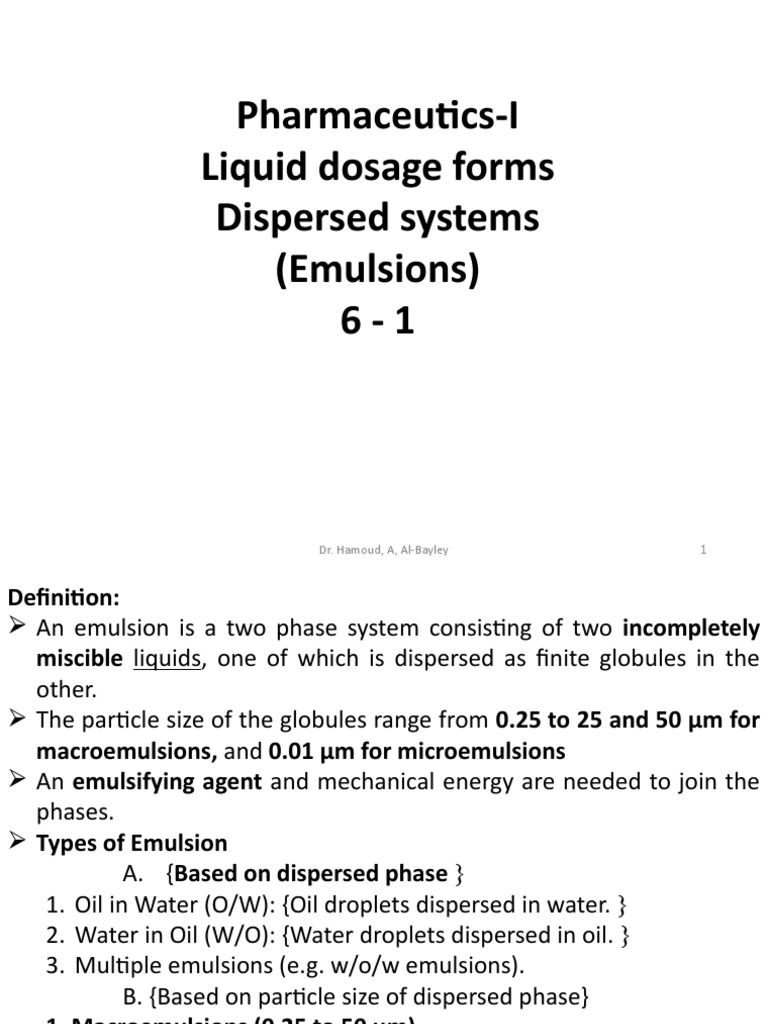 Liquid Dosage Form 1-6 | PDF | Emulsion | Chemistry