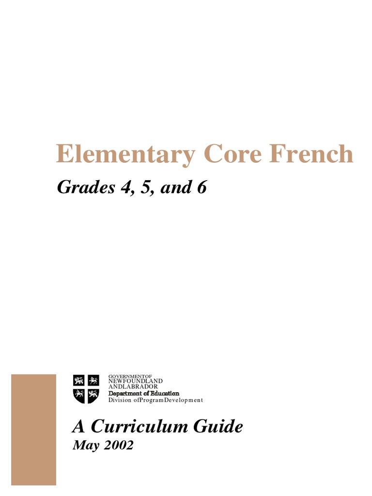 Elementary Core French Curriculum Guide | PDF | Curriculum | Learning