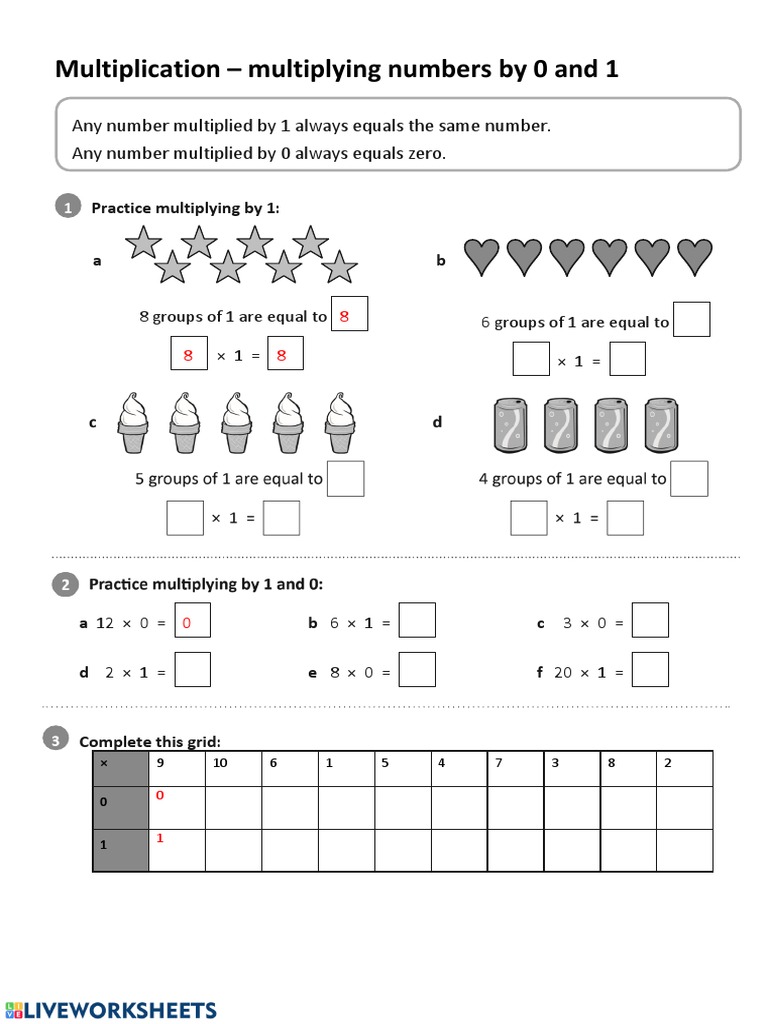 Multiplication - Multiplying Numbers by 0 and 1 | PDF | Teaching ...