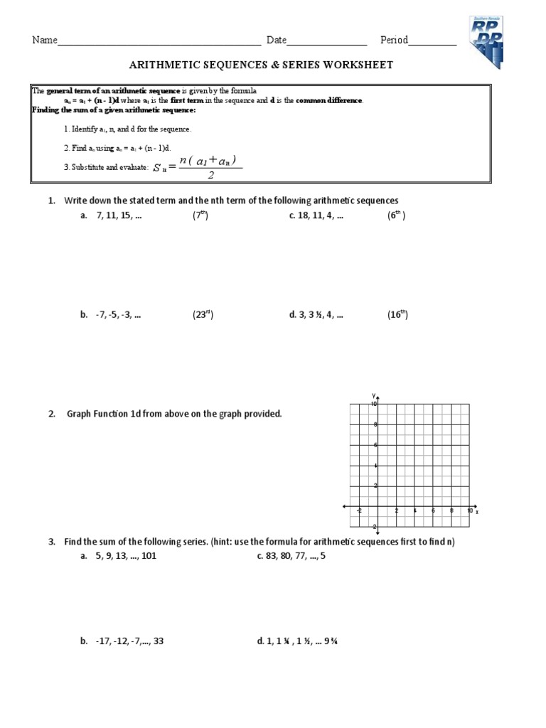 Arithmetic Sequences & Series Worksheet | PDF | Mathematical Objects ...