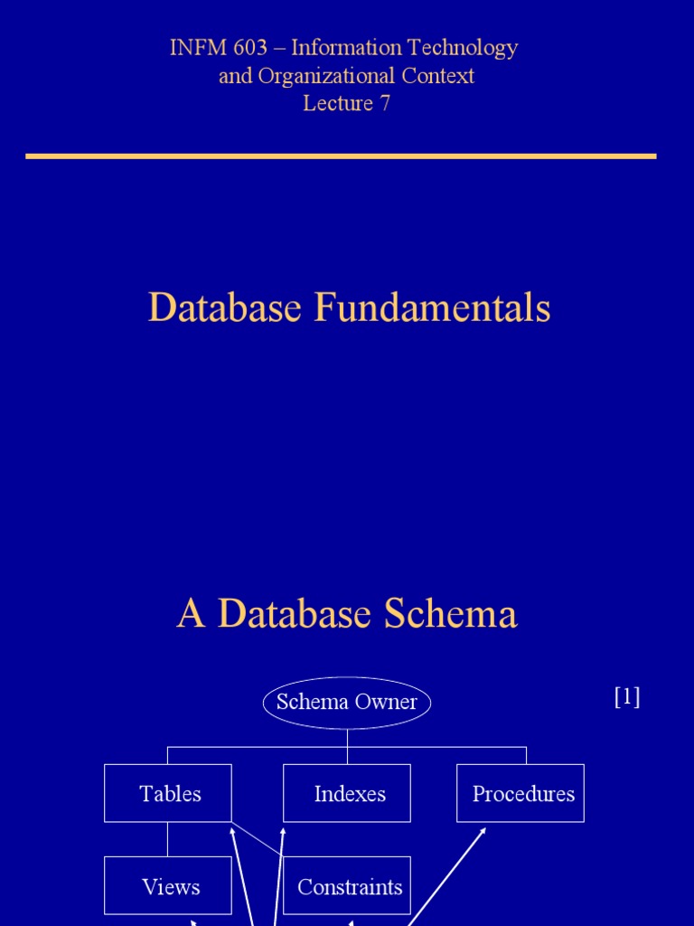 Database Fundamentals: INFM 603 - Information Technology and ...
