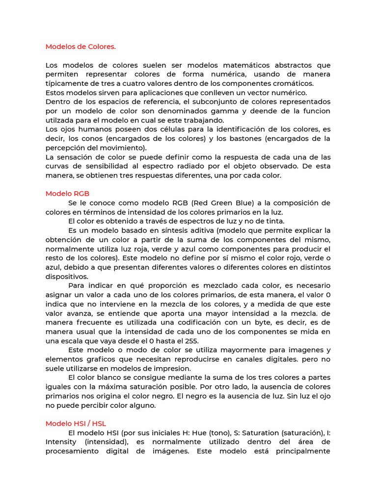 Modelos de Colores | PDF | Color | Modelo de color Rgb