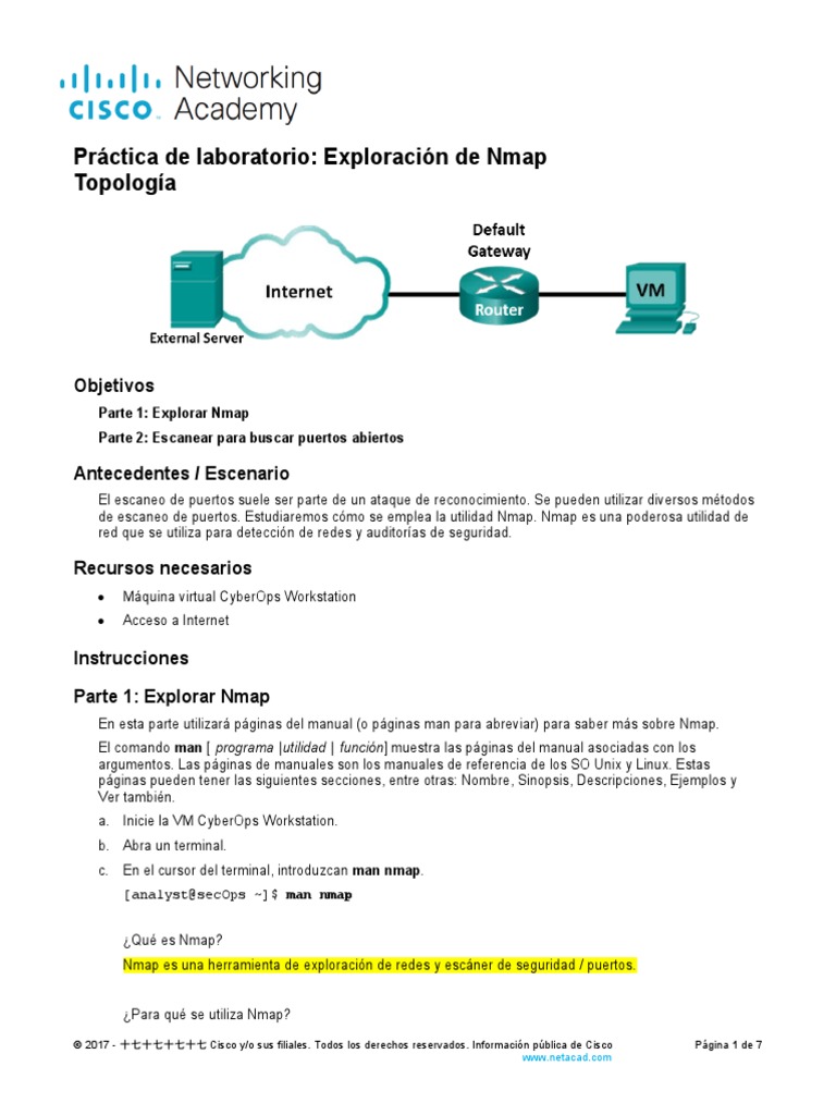 9.3.8 Lab - Exploring Nmap | PDF | Dirección IP | Protocolo de transferencia de archivos