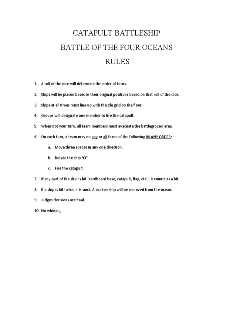 Catapult Battleship Rules | PDF