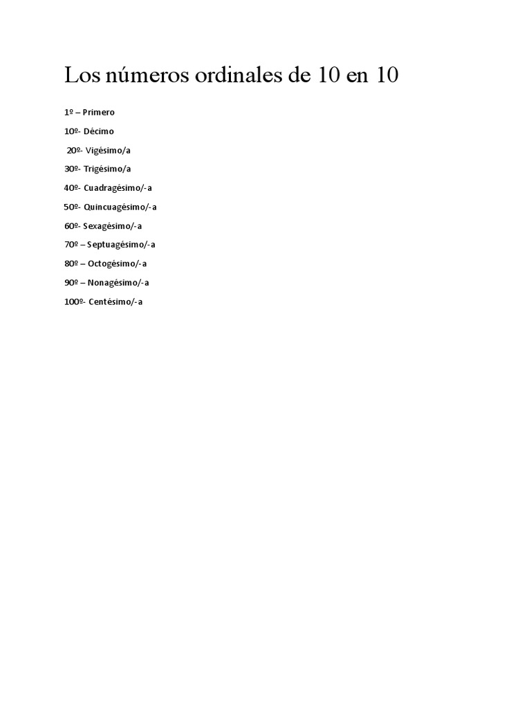 Números Ordinales y Cardinales Básicos | PDF