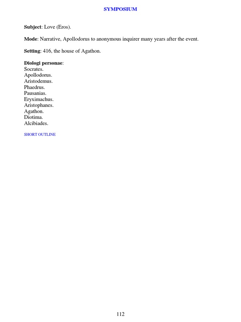 Symposium: Speeches on Love | PDF | Symposium (Plato)