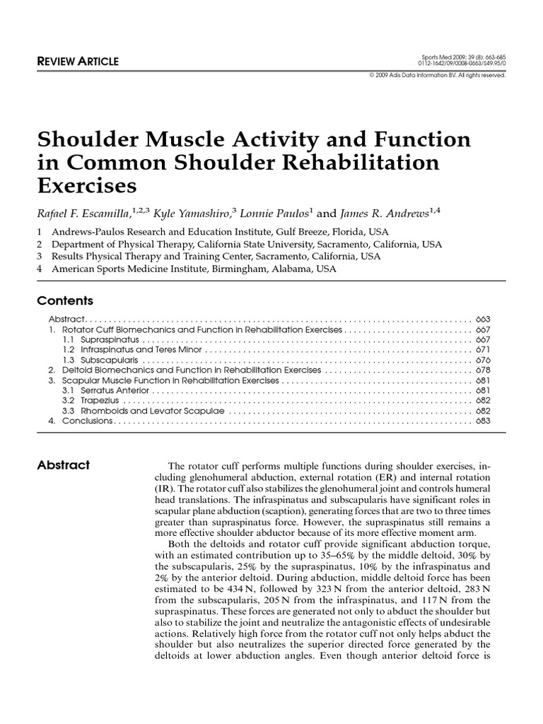 Shoulder Muscle Activity and Function in | PDF | Anatomical Terms Of ...