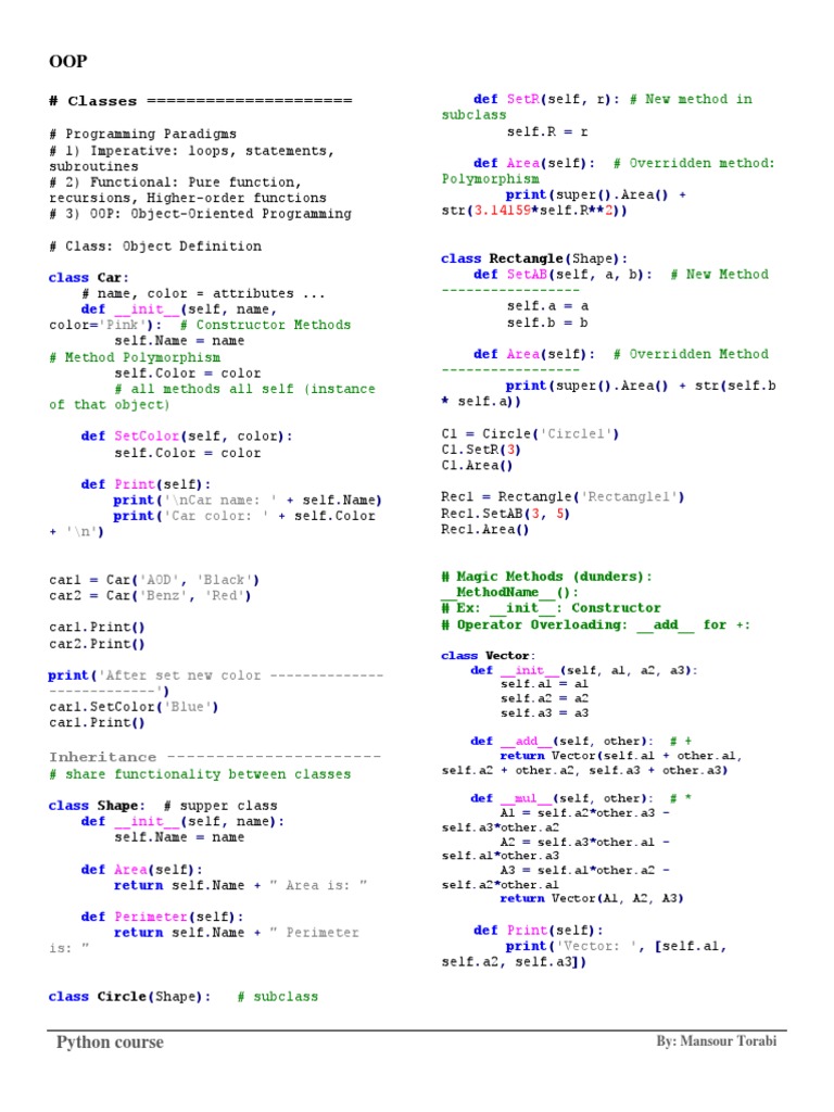 # Classes : 'Pink' | PDF | Method (Computer Programming) | Object ...