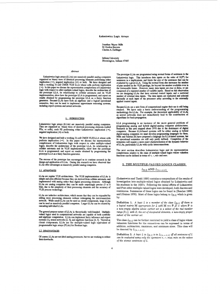 Lukasiewicz Logic Arrays | PDF | Logic Gate | Fuzzy Logic