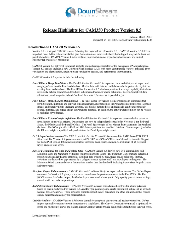 Release Highlights For CAM350 Product Version 8.5 | PDF | Computing | Computer Data