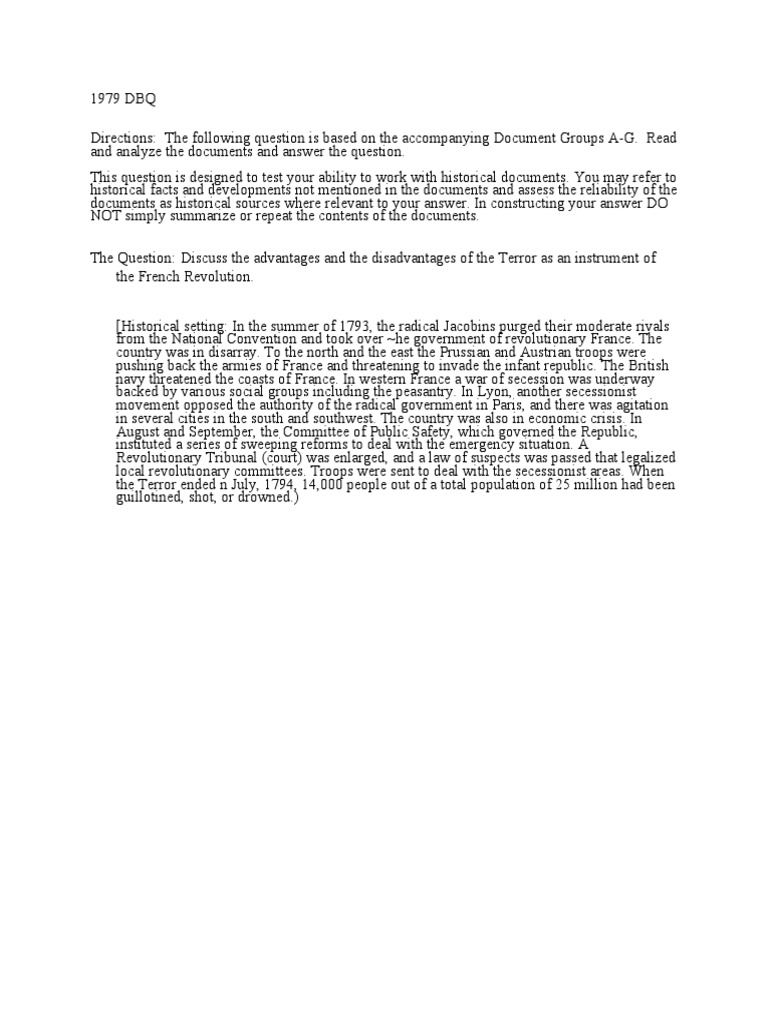 DBQFrench Rev | PDF | Reign Of Terror | French Revolution