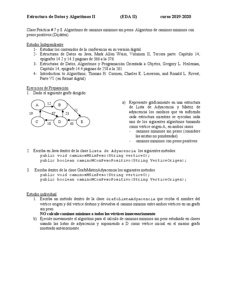 Clase Práctica 7 y 8. TDA Grafo - Algoritmos de Caminos Mínimos | PDF | Vértice (teoría de ...