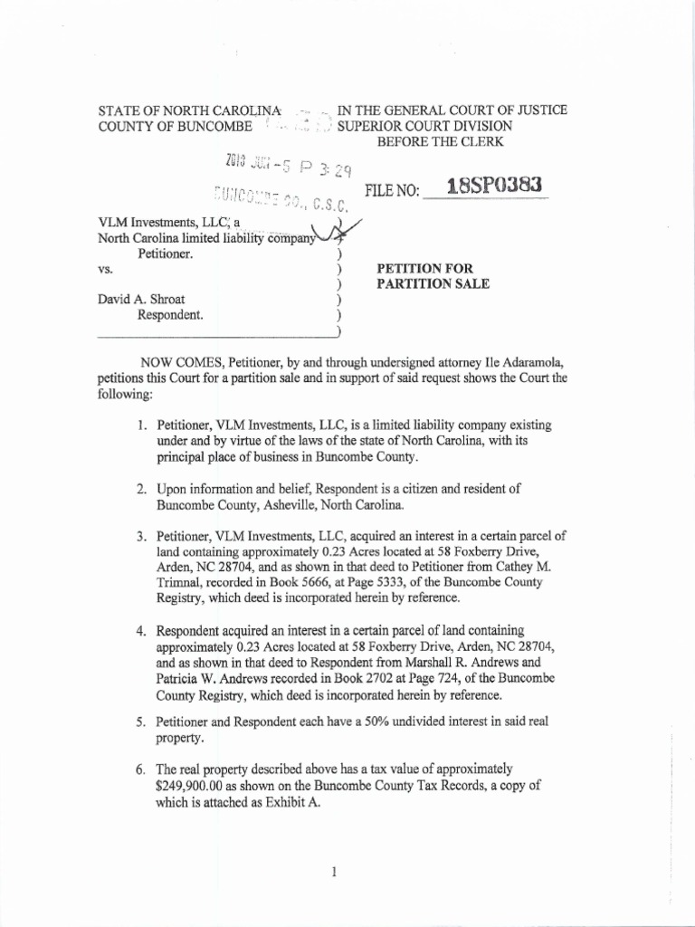 VLM Partition Petition | PDF
