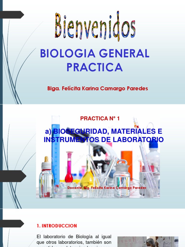 Practica Bioseguridad. Materiales e Instrumentos de Laboratorio. Bioelementos. | PDF ...
