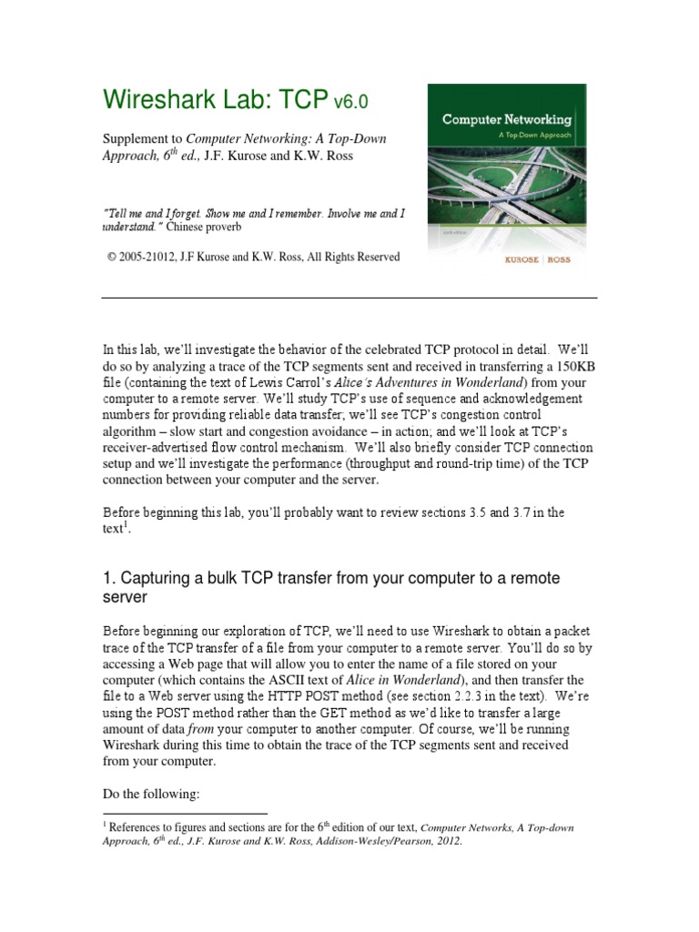 Investigate TCP Behavior with Wireshark Lab | PDF | Transmission Control Protocol | Port ...