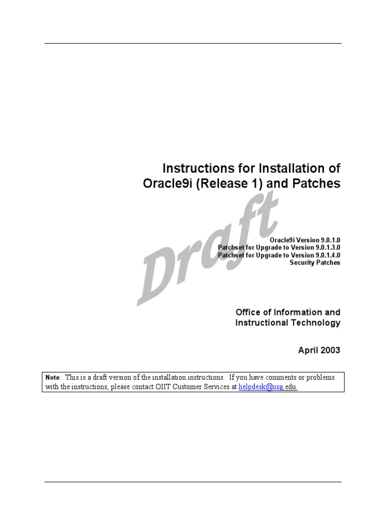 Oracle9i Installation & Patch Guide | PDF | Oracle Database | Operating ...